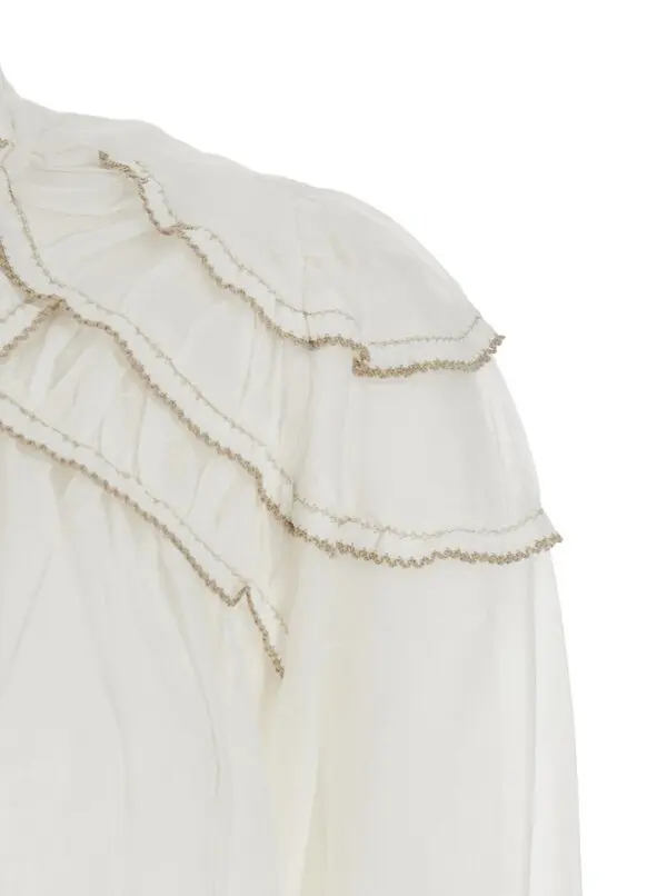 Isabel Marant Étoile Christa' High Collar Cotton Blend Blouse - Multicolor