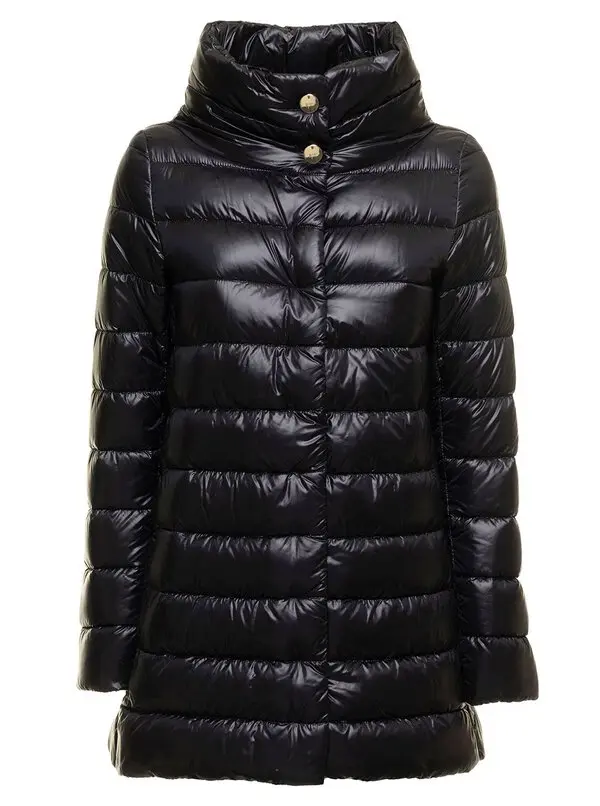 Herno Amelia Down Jacket With High Collar In Tech Fabric - Black