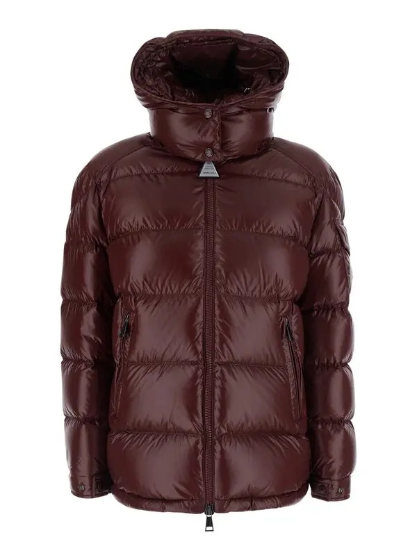 Moncler Maire Down Jacket With Hood And Logo Patch Sleeve Pocket - Multicolor