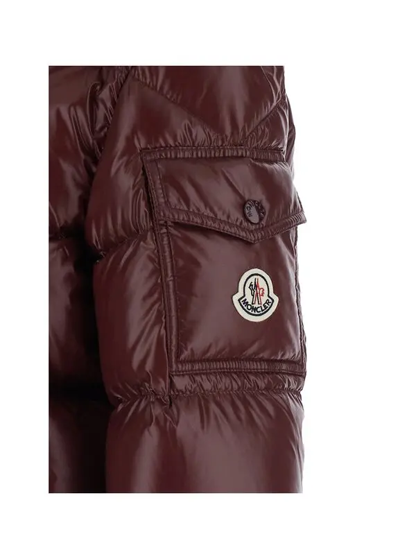 Moncler Maire Down Jacket With Hood And Logo Patch Sleeve Pocket - Multicolor