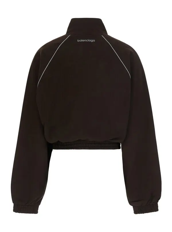 Balenciaga Cropped Cotton Sweatshirt With Logo Detail - Multicolor