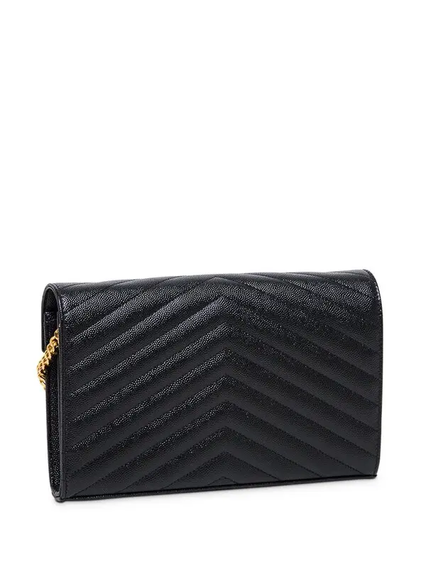 Saint Laurent Cassandre Crossbody Bag In Black Chevron Leather - Multicolor