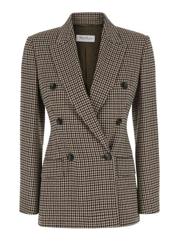 Max Mara Wool Blend Houndstooth Double-breasted Jacket - Multicolor