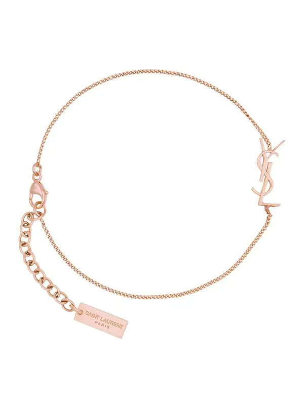 Saint Laurent Gold-colored Bracelet With Chain Design And Cassandre Charm In Brass For - Multicolor