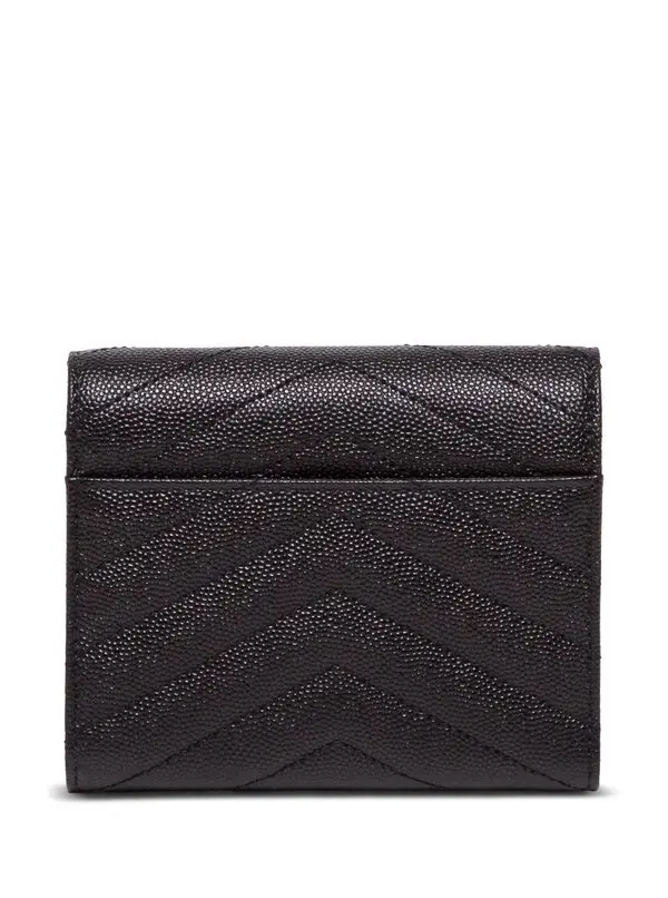 Saint Laurent Wallet 'grain De Poudre' Black With Cassandre Logo In Black Leather - Multicolor