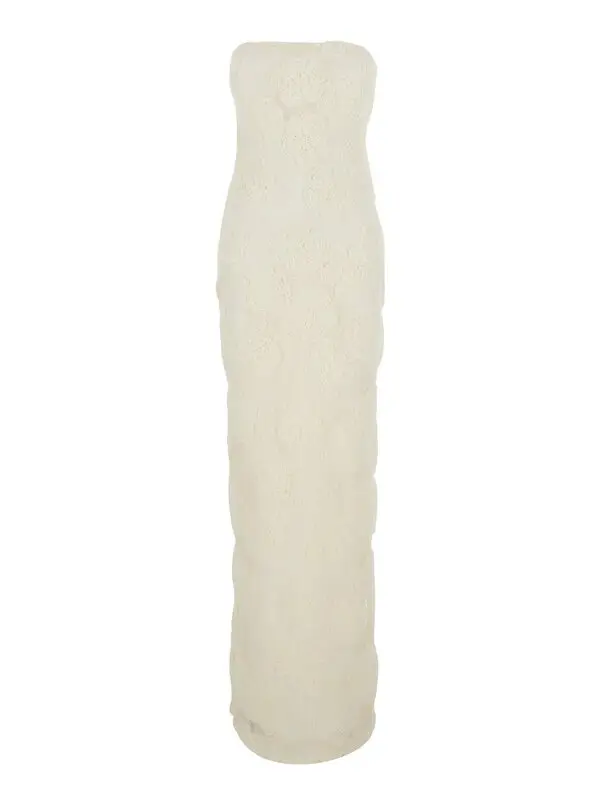 ROTATE BY BIRGER CHRISTENSEN Long Sleeveless Off-shoulder Dress With Floral Embroidery - Multicolor