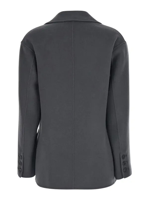 Max Mara S 'elfi' Grey Single-breasted Jacket With Notched Revers In Wool For