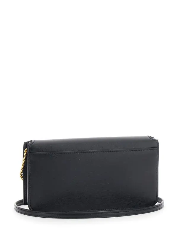 Saint Laurent Louise Crossbody Bag With Triomphe Plaque In Black Leather