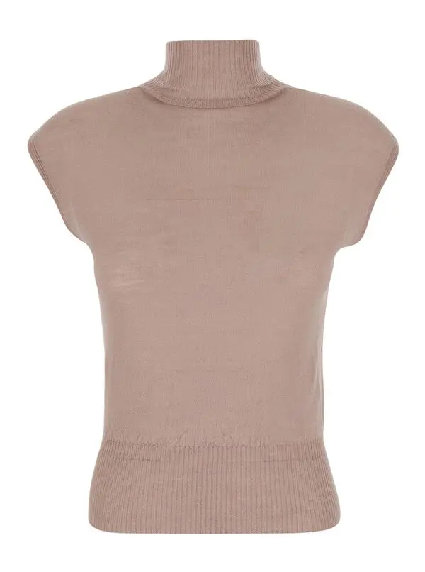 Rick Owens Wool Turtleneck Top With Short Sleeves - Multicolor