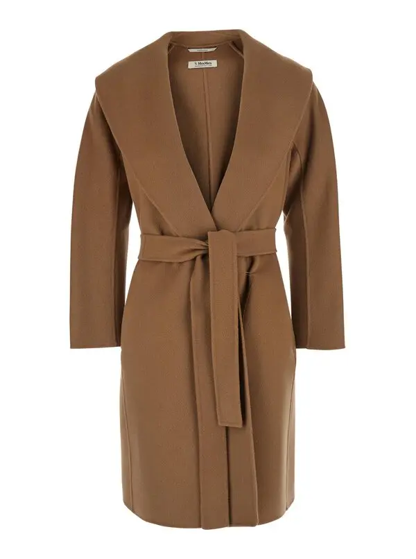 Max Mara Wool Coat With Belt - Cream
