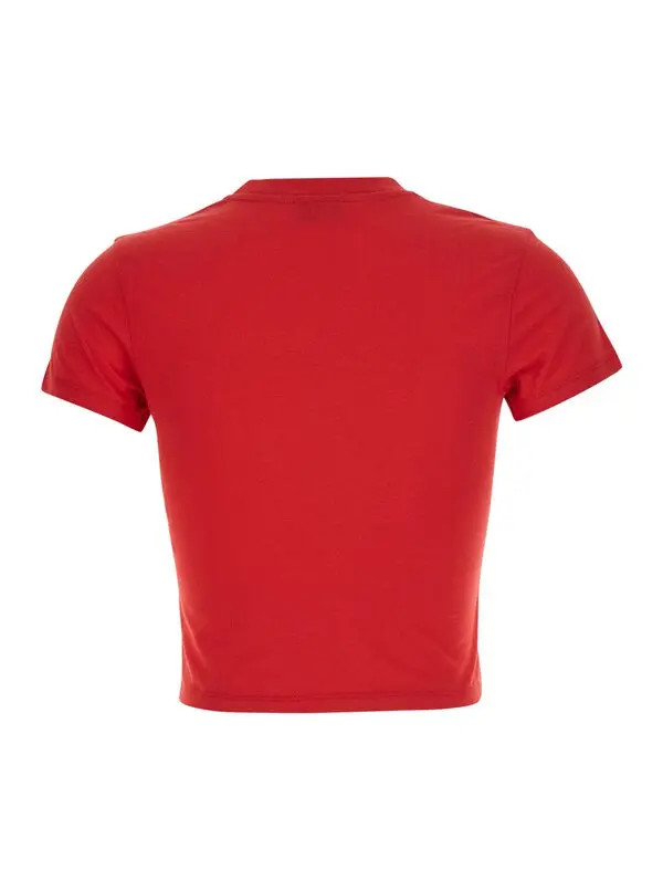 Gucci Cropped Cotton T-shirt With Embossed Logo - Multicolor