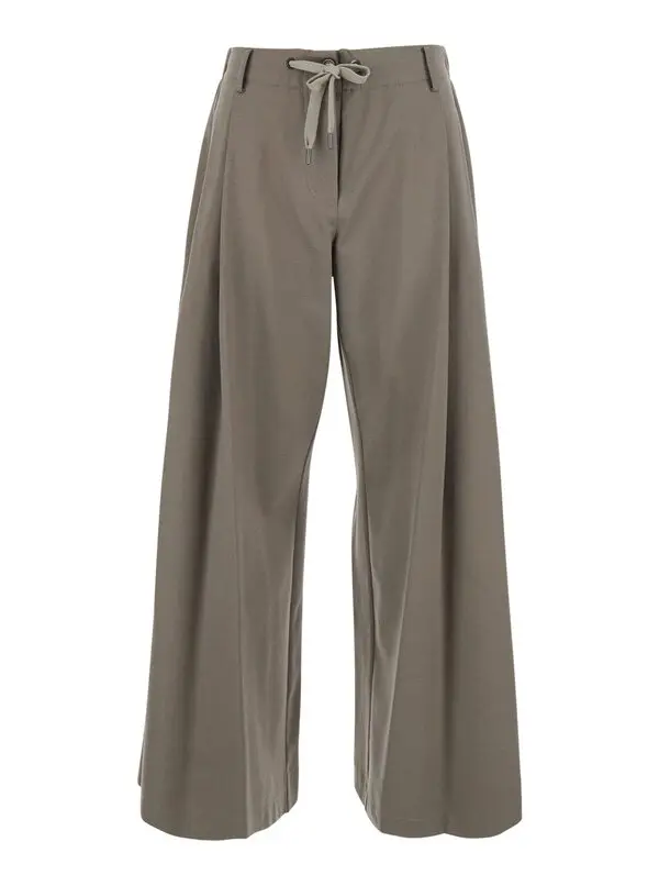 Brunello Cucinelli Wide Leg Drawstring Trousers - Multicolor