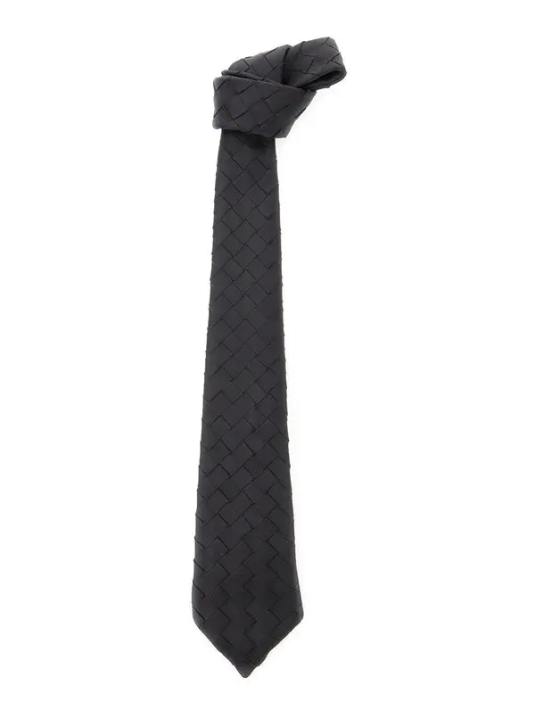 Bottega Veneta Brown Tie With Intreccio Motif In Leather For - Multicolor
