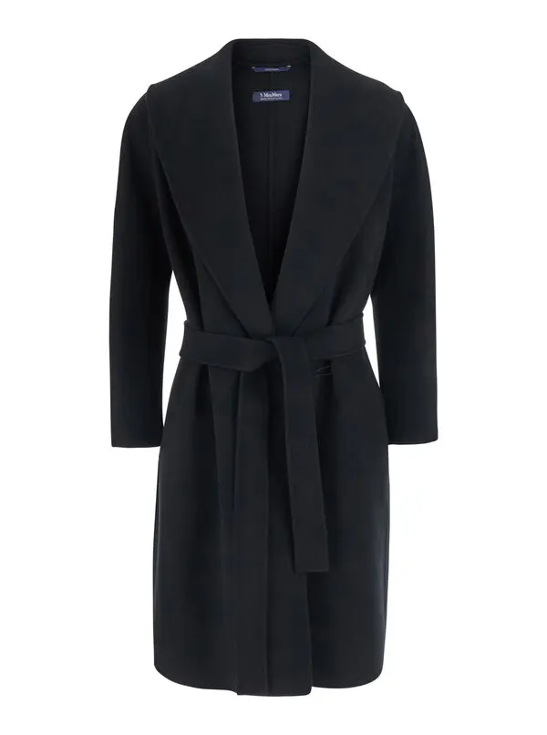 Max Mara Wool Belted Coat - Black