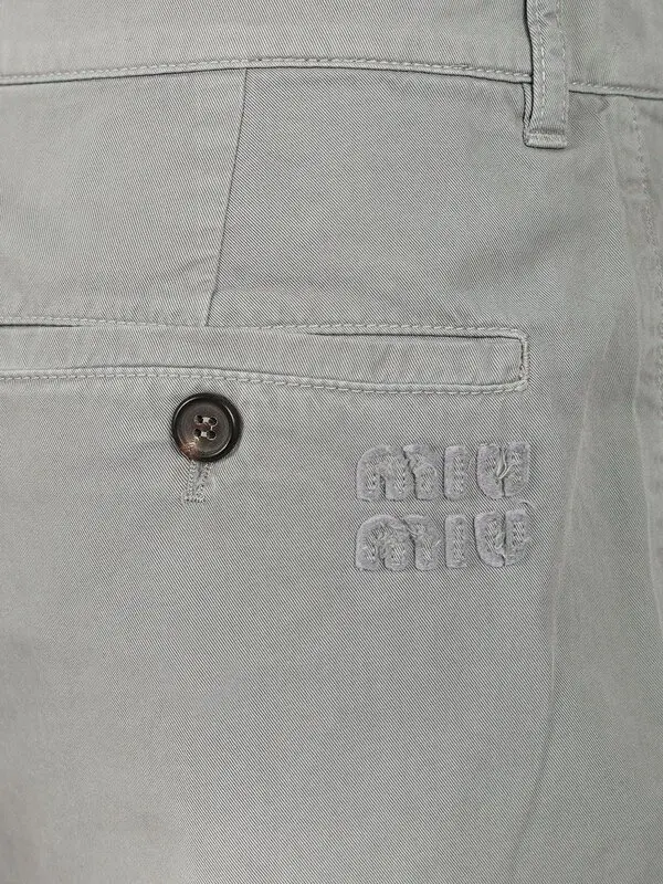 Miu Miu Long Wide-leg Cotton Trousers - Gray