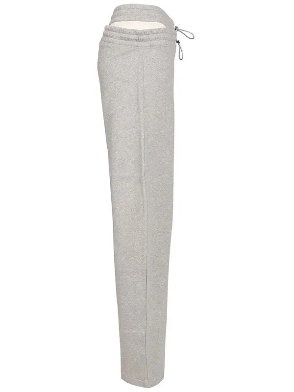 Attico Cotton Jersey Long Jogger Trousers With Cutout Detail - Gray