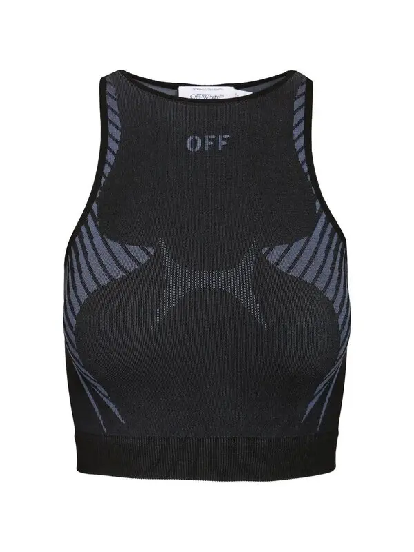 Off-White Sleeveless Racing Top - Black