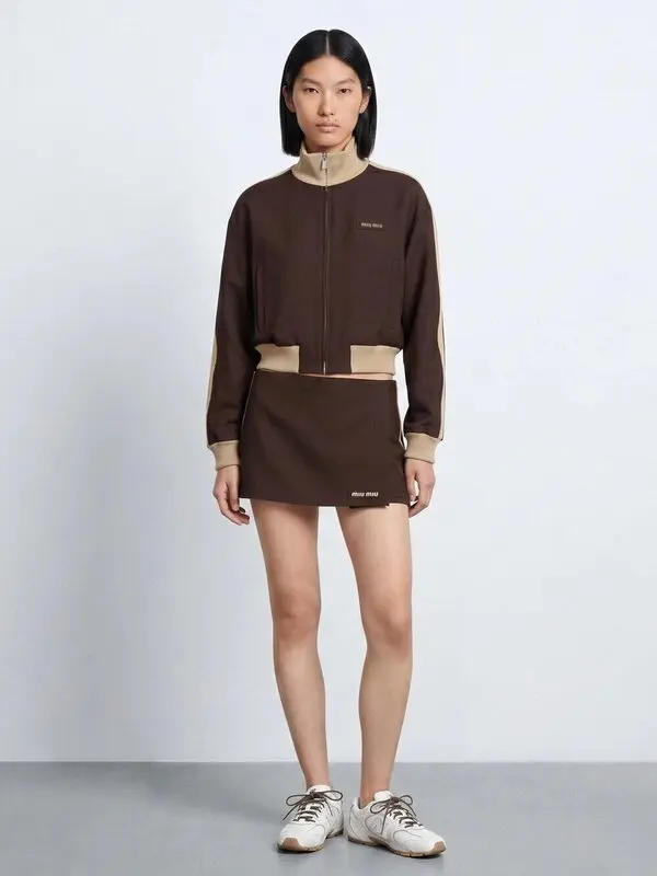 Miu Miu Kid Mohair Sporty Mini Skirt - Brown
