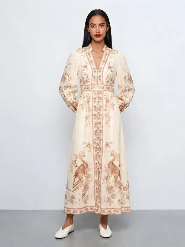 Zimmermann Indra Plunge Midi Dress