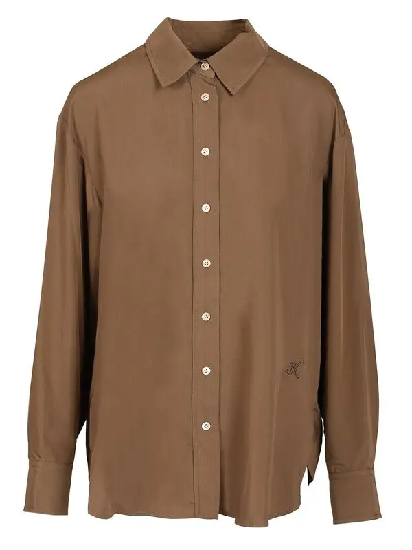 Isabel Marant Étoile Flowing Shirt With Mother-of-pearl Buttons And Embroidered Detail - Green