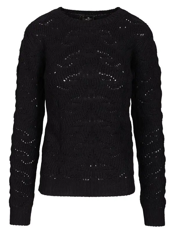 Etro Paisley Patterned Crew Neck Long Sleeve Sweater - Blue