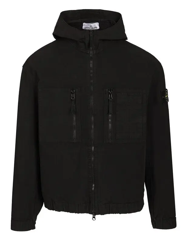 Stone Island Organic Cotton Ripstop Hooded Overshirt - Black