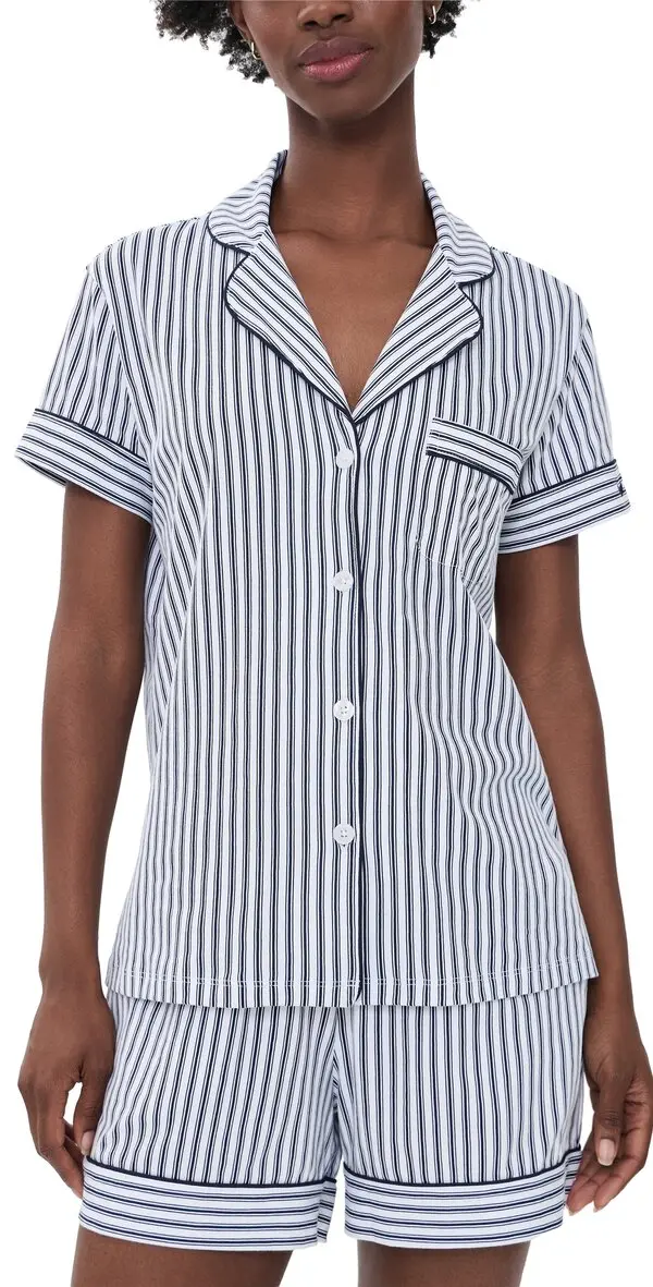 PETITE PLUME French Ticking Shorts Pajama Set