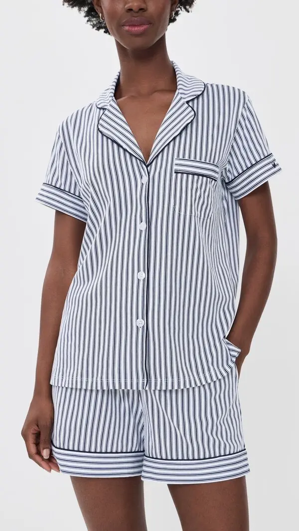 PETITE PLUME French Ticking Shorts Pajama Set