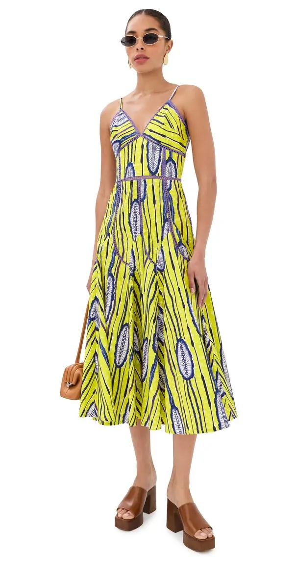 Stella Jean A-line Godet Dress - Papaya 01