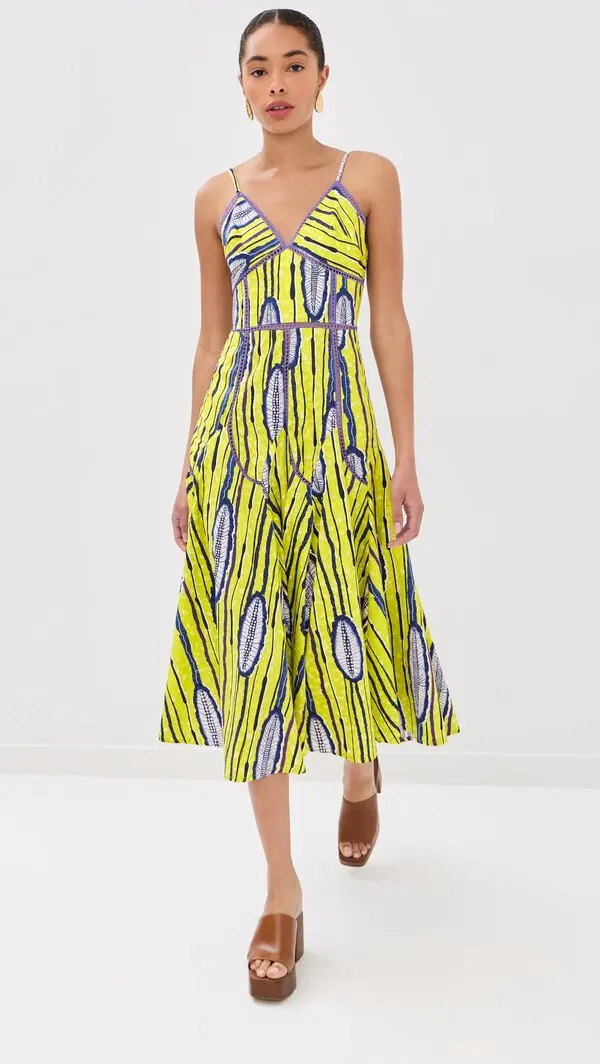 Stella Jean A-line Godet Dress