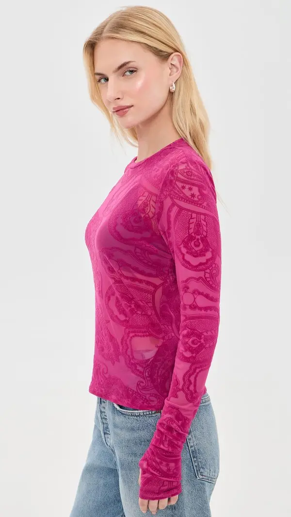 AFRM Kaylee Flocked Mesh Shirt