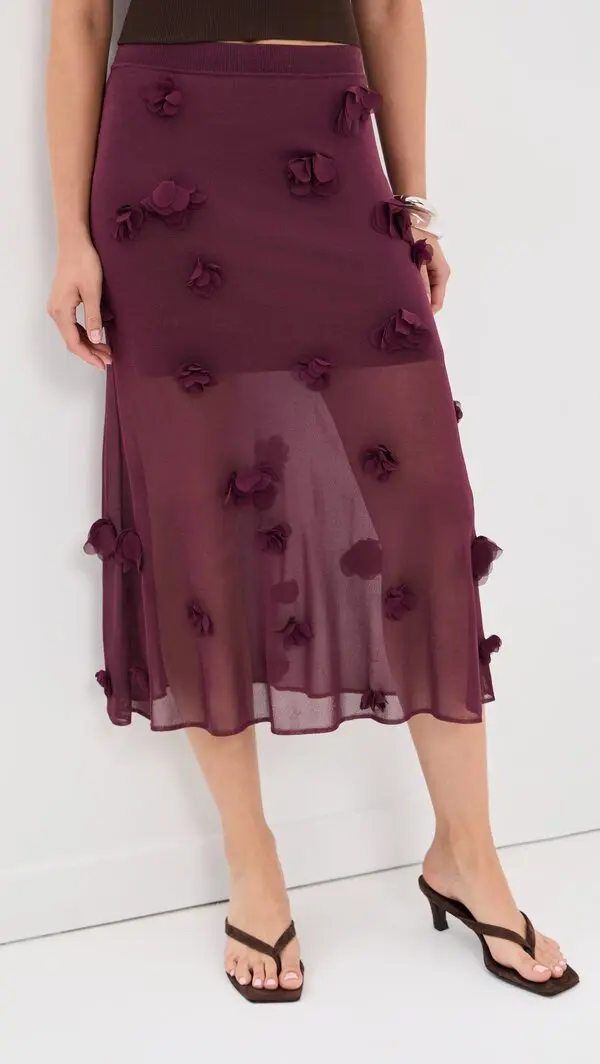 Simkhai Cora Floral Applique Midi Skirt