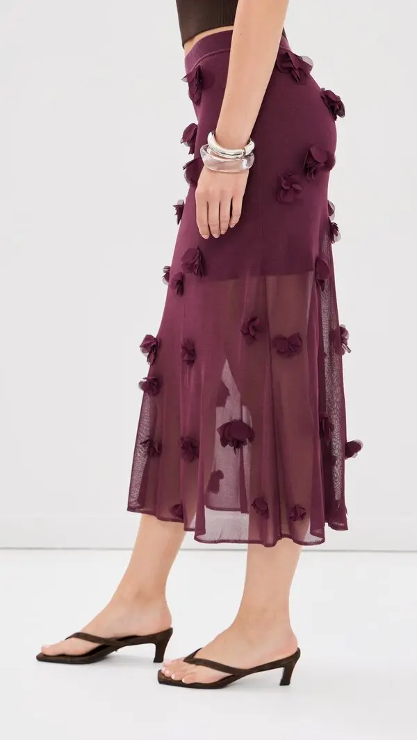 Simkhai Cora Floral Applique Midi Skirt