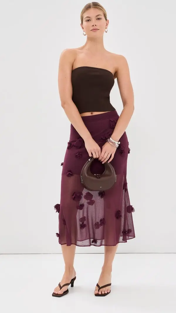 Simkhai Cora Floral Applique Midi Skirt
