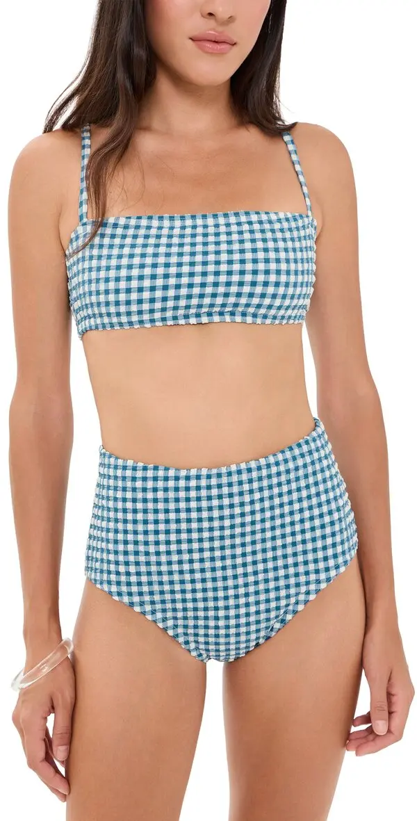 Hill House Home The Juno Bikini Two Piece Set - Teal Gingham