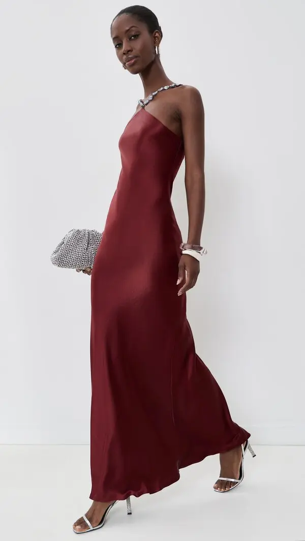 Staud Cadence Dress Halterneck Maxi - Pinot