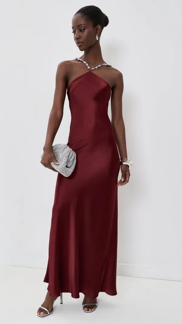 Staud Cadence Dress Halterneck Maxi - Pinot
