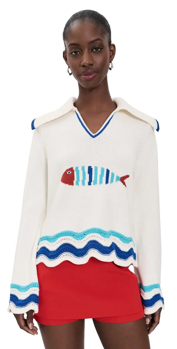 Solid & Striped Jack Fish Motif Sweater - Brule