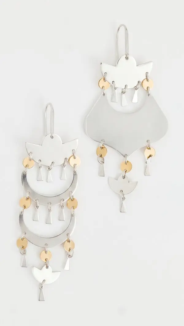 Isabel Marant Étoile Asymmetric Geometric Drop Earrings - Silver/dore