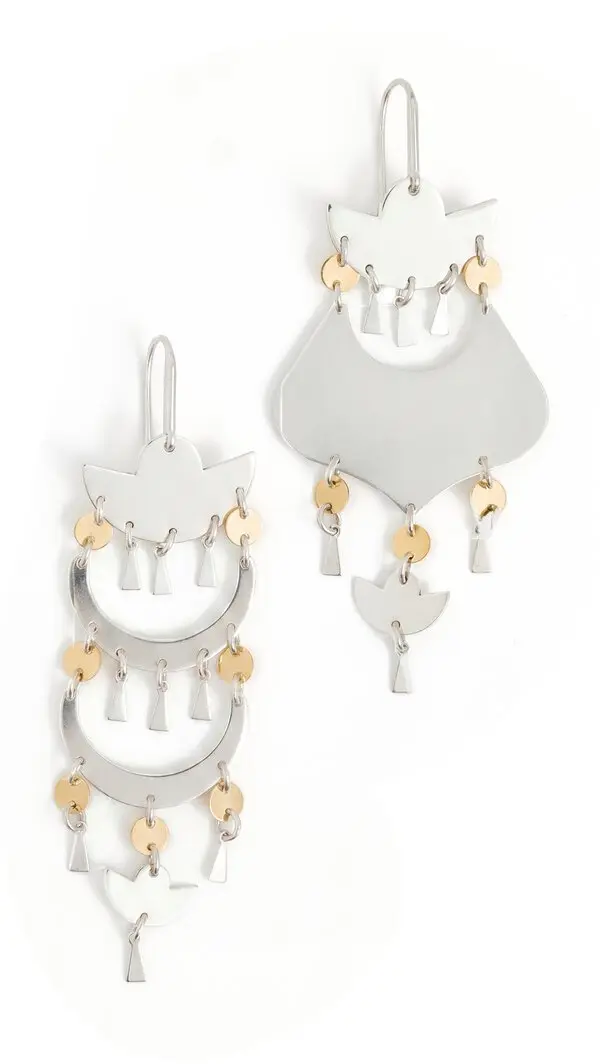 Isabel Marant Étoile Asymmetric Geometric Drop Earrings - Silver/dore