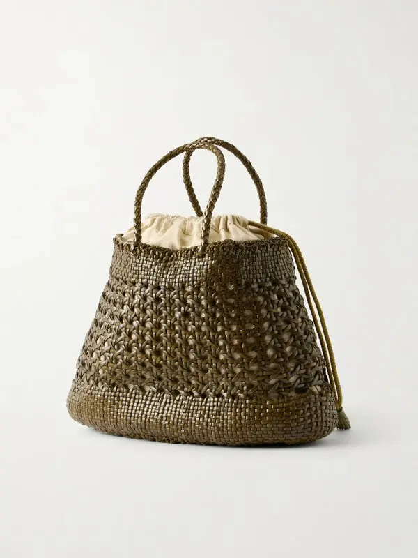 Dragon Diffusion Santa Cano Woven Leather Tote - Green