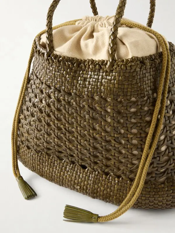 Dragon Diffusion Santa Cano Woven Leather Tote - Green
