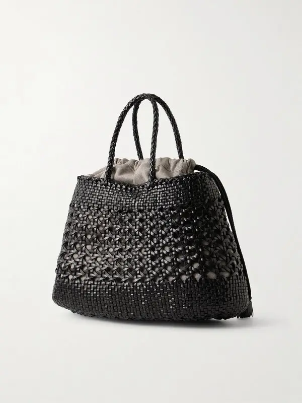 Dragon Diffusion Santa Cano Woven Leather Tote Bag - Black