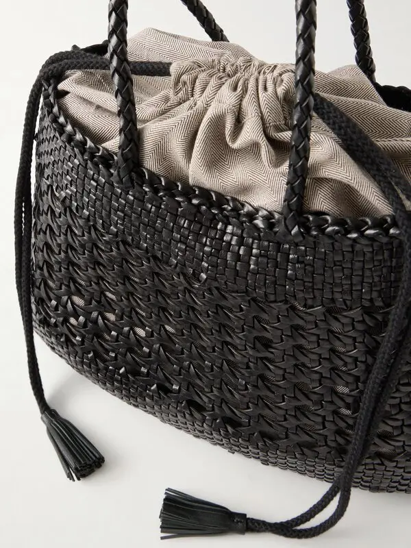 Dragon Diffusion Santa Cano Woven Leather Tote Bag - Black