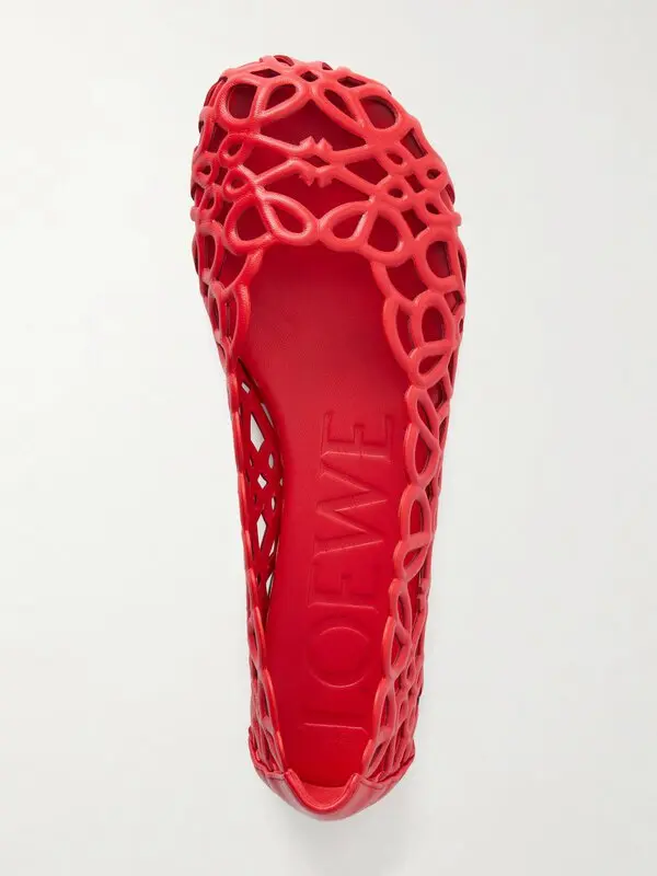 Loewe Petal Anagram Leather Ballet Flats - Red