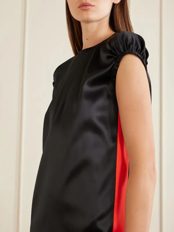 Loewe Satin Silk-blend Midi Dress With Contrast Trim