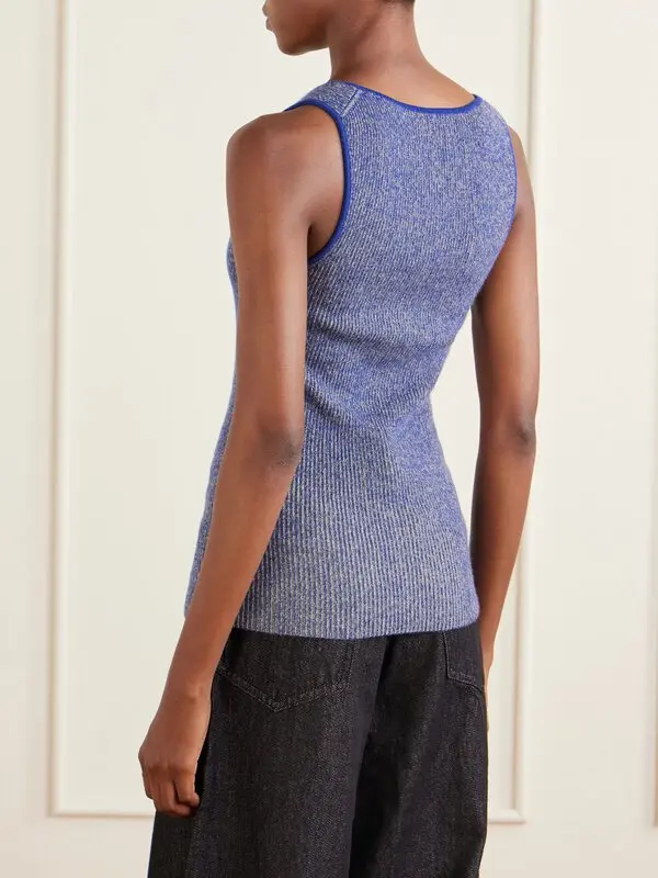 THE ELDER STATESMAN Marl Knitted Cashmere Tank