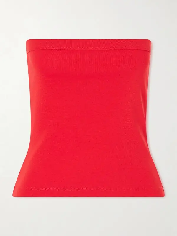 FLORE FLORE Bes Strapless Organic Cotton-jersey Top - Red