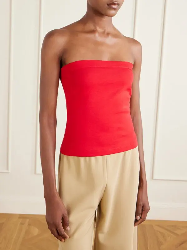 FLORE FLORE Bes Strapless Organic Cotton-jersey Top - Red