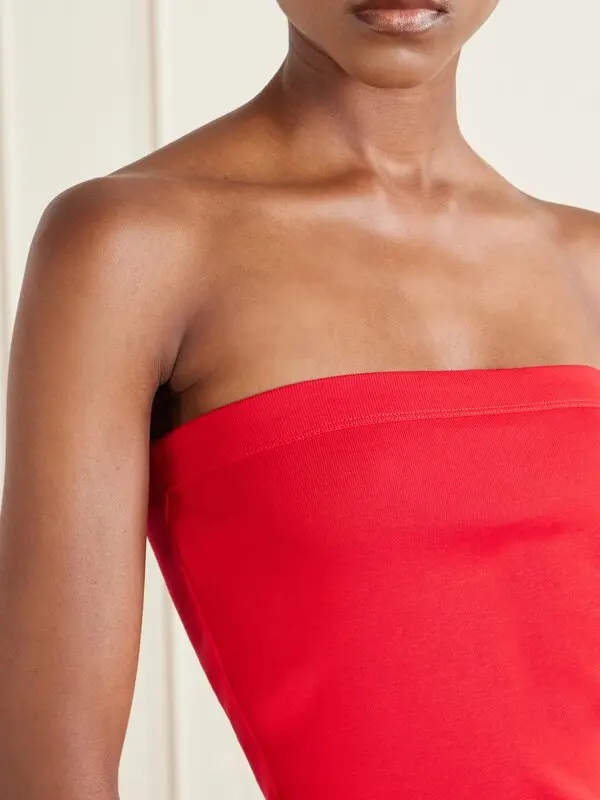 FLORE FLORE Bes Strapless Organic Cotton-jersey Top - Red